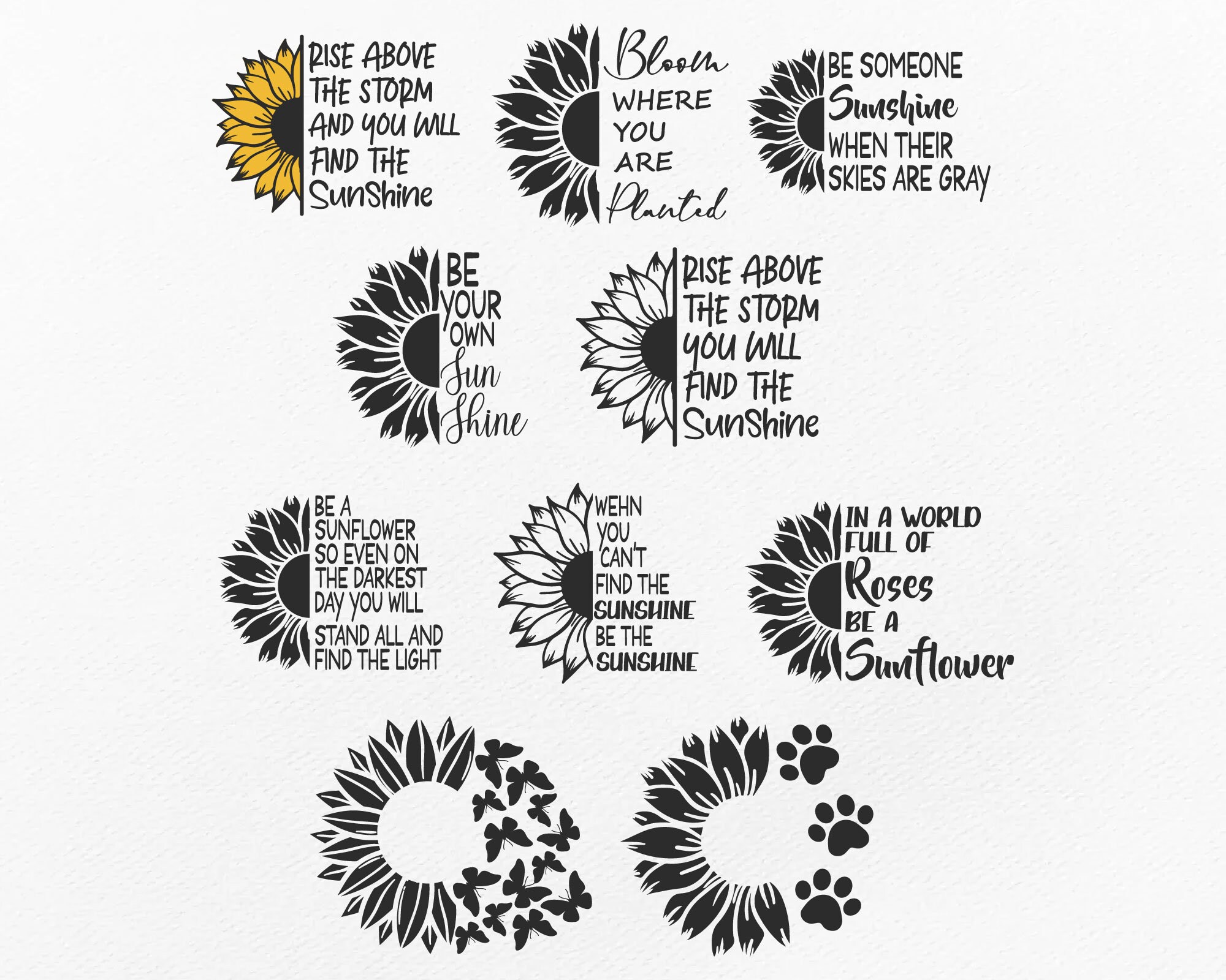39 Sunflower Svg Sunflower Monogram Svg Digital Download | Etsy
