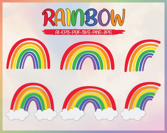Bright Rainbow Svg Rainbow Svg Rainbow Lines Svg Cloud Svg | Etsy