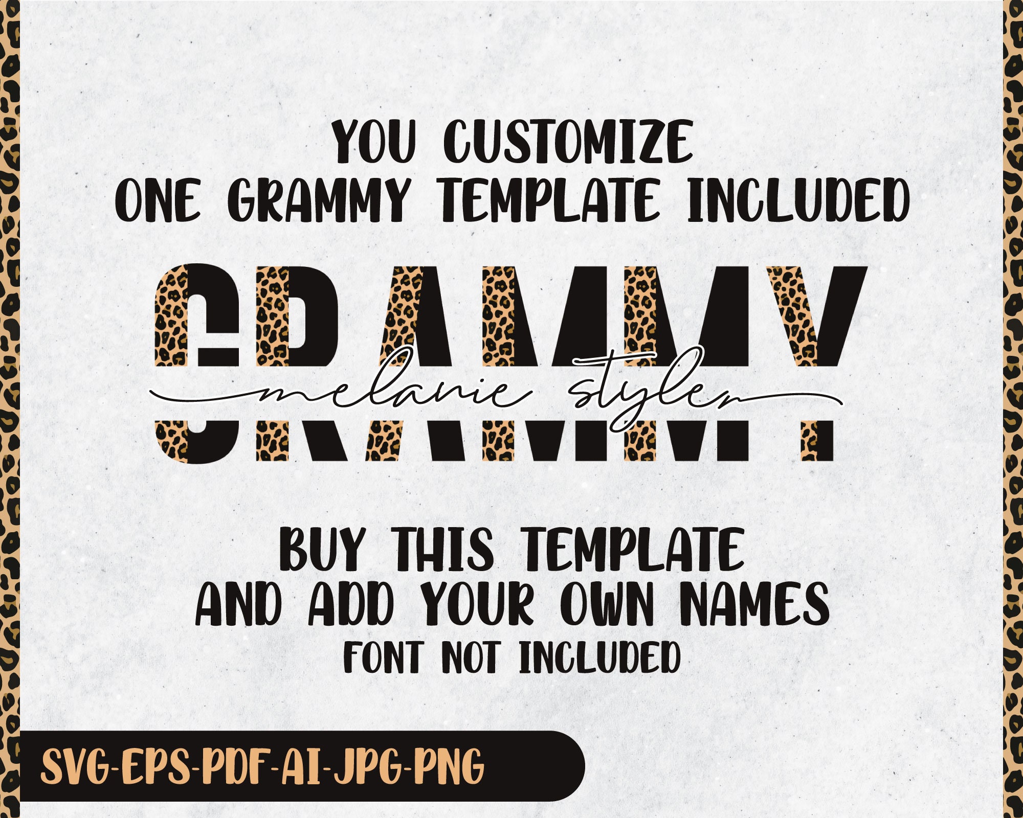 Customizable Grammy Svg Monogram Svg Grammy Leopard Svg - Etsy