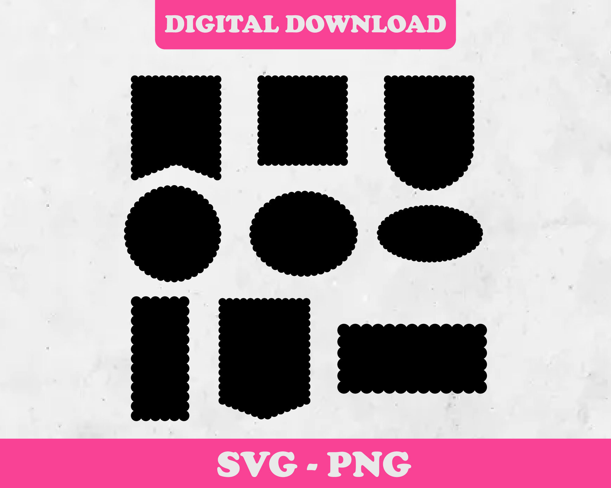 Scallop Shape Svg, Digital Download, Basic Shape Svg, Scallop Frame Svg ...