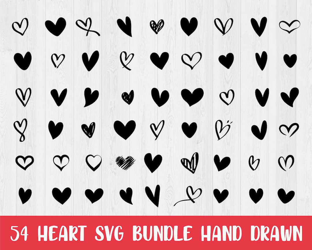 Heart Svg, Hand Drawn Svg, Digital Download, Valentine Day Svg, Love ...