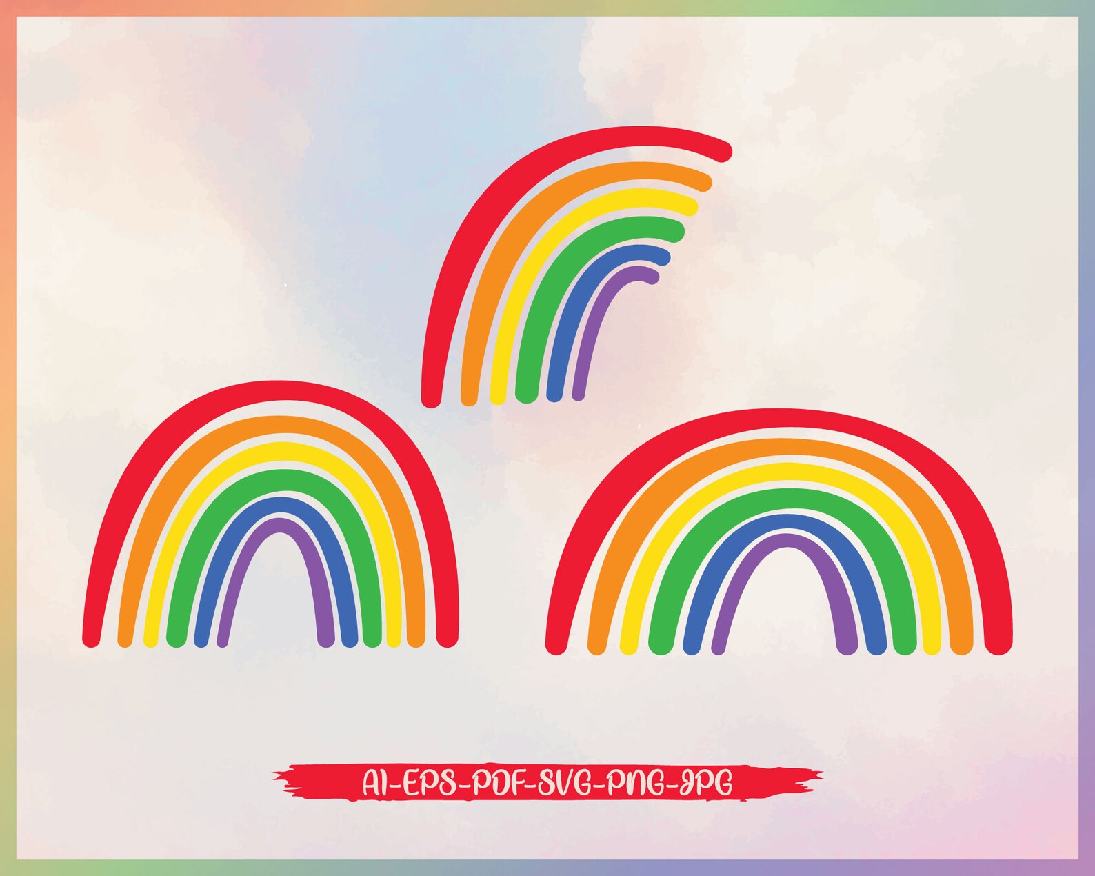 Bright Rainbow Svg Rainbow Svg Rainbow Lines Svg Cloud Svg | Etsy