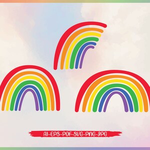 Bright Rainbow Svg, Rainbow Svg, Rainbow Lines Svg, Cloud Svg, Svg Cut ...