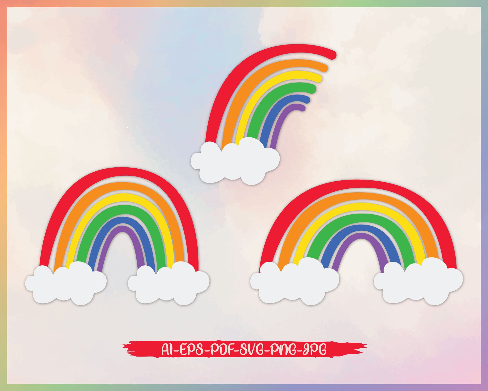 Bright Rainbow Svg Rainbow Svg Rainbow Lines Svg Cloud Svg | Etsy