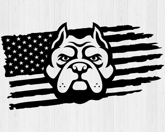 Pitbull With Flag Svg Printable Dog Svg American Pit Bull - Etsy