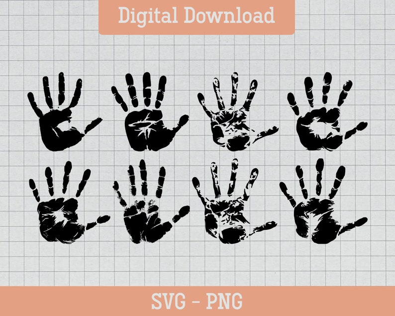 Handprint SVG, Descarga digital, Manos SVG, Impresión a mano svg, Uso ...