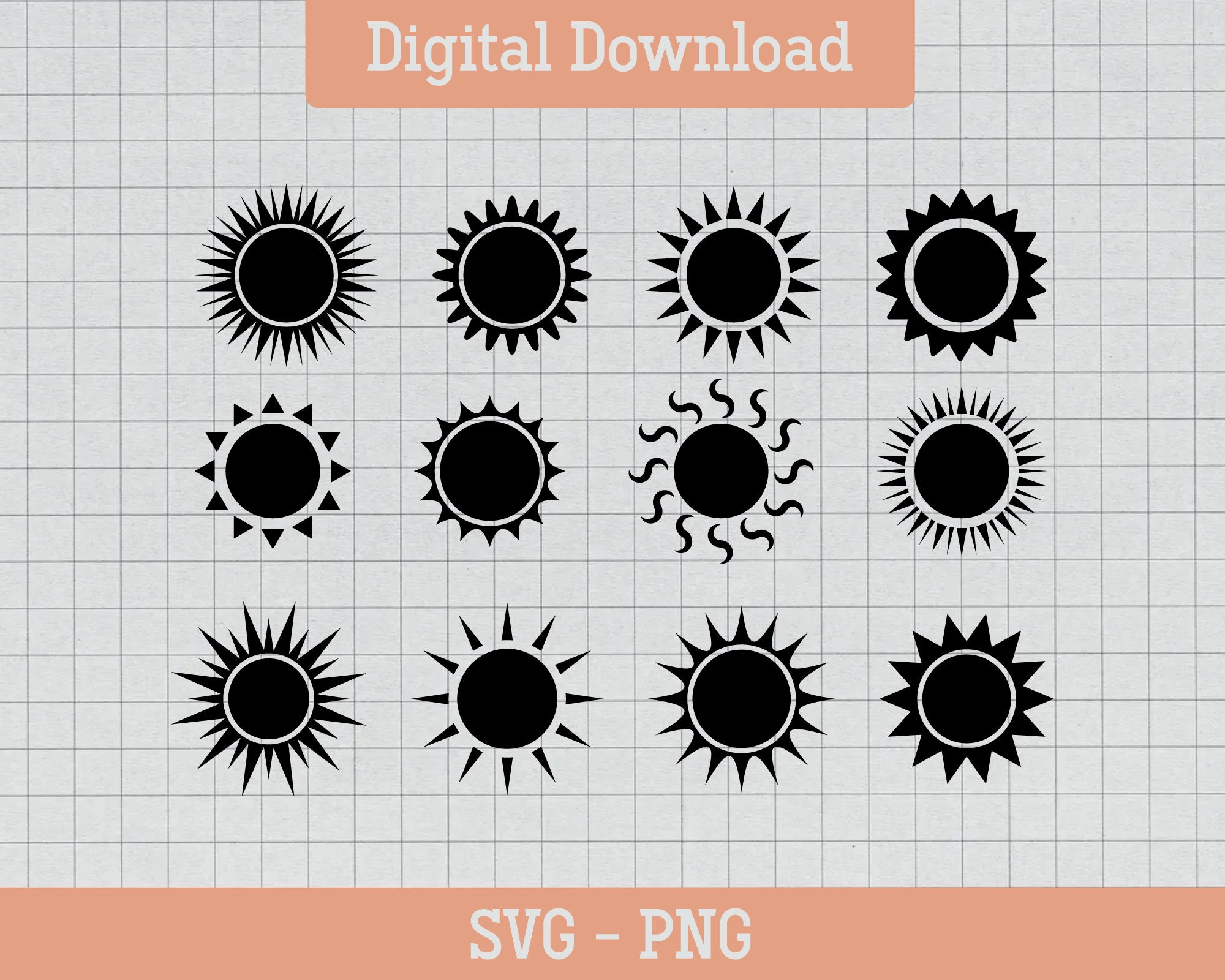 Sun Svg Digital Download Summer Sun Svg Sun Cut File - Etsy