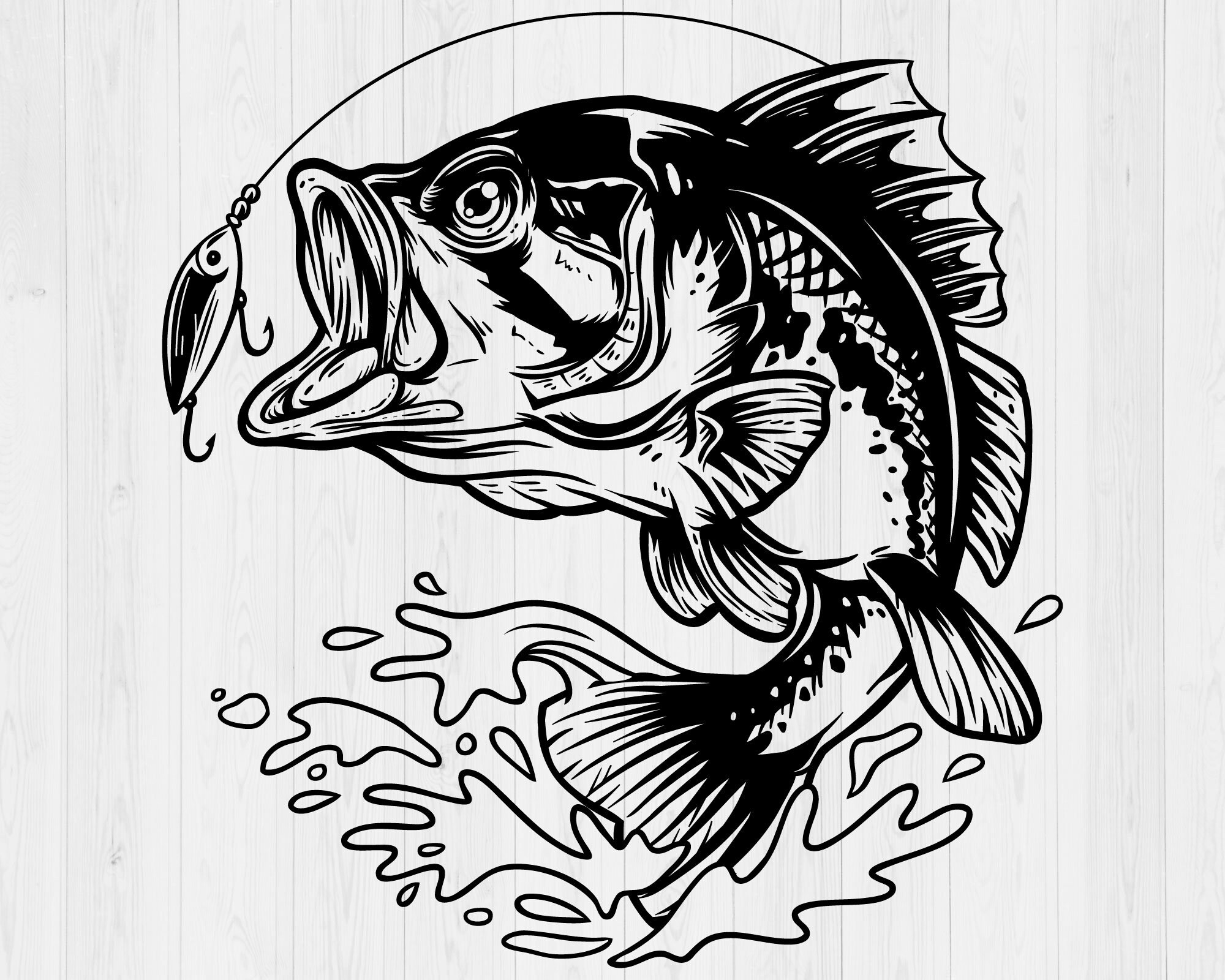 Bass Fishing Svg, Printable, Fishing Svg, Fish Hook Svg, Bass Fish Svg ...