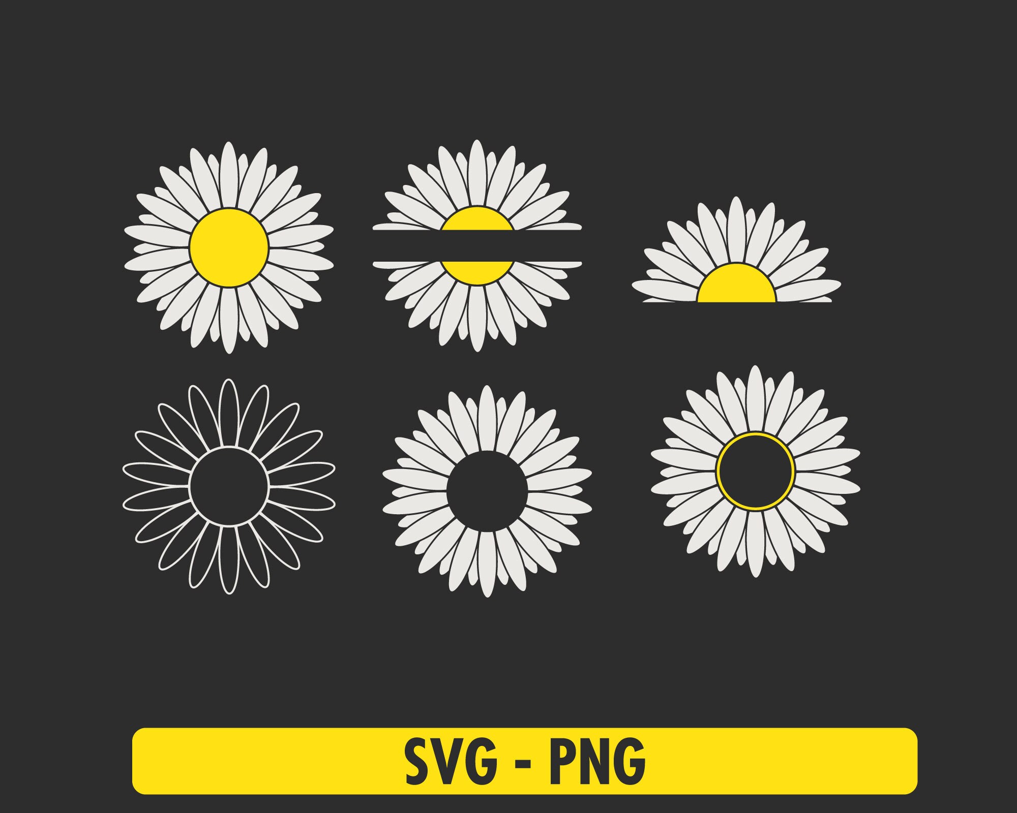 Daisy Svg, Digital Download, Daisy Monogram Frame Svg, Daisy Png, Split ...