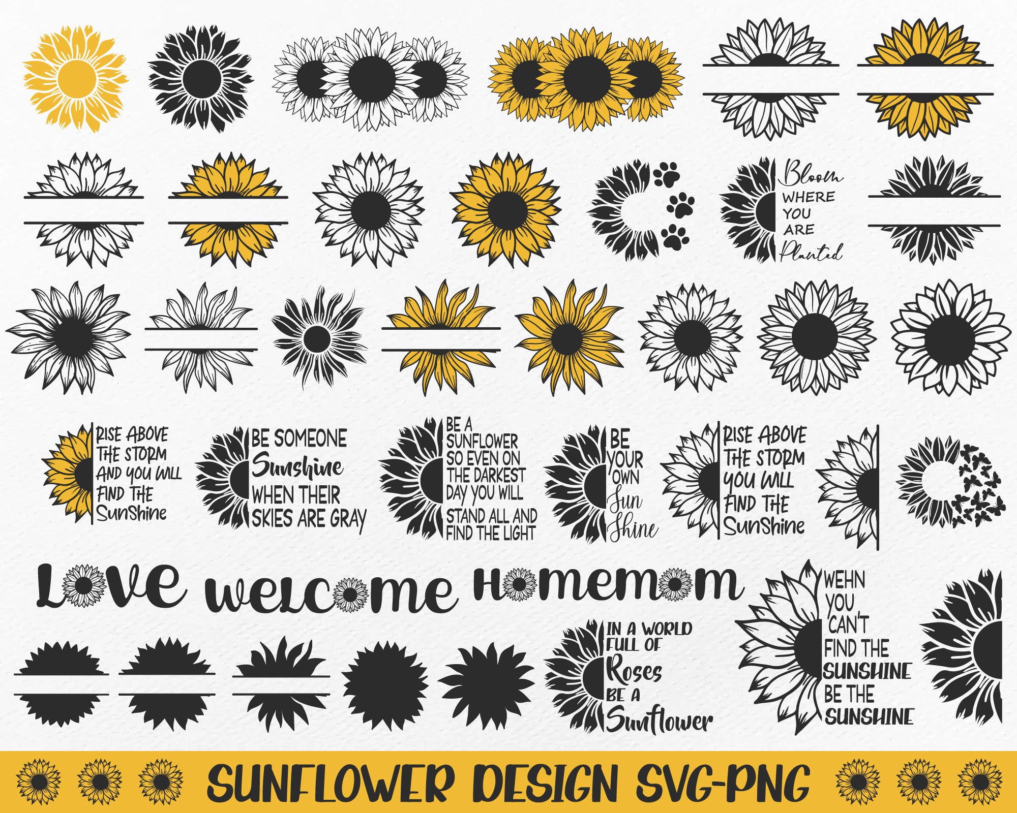 39 Sunflower Svg Sunflower Monogram Svg Digital Download | Etsy
