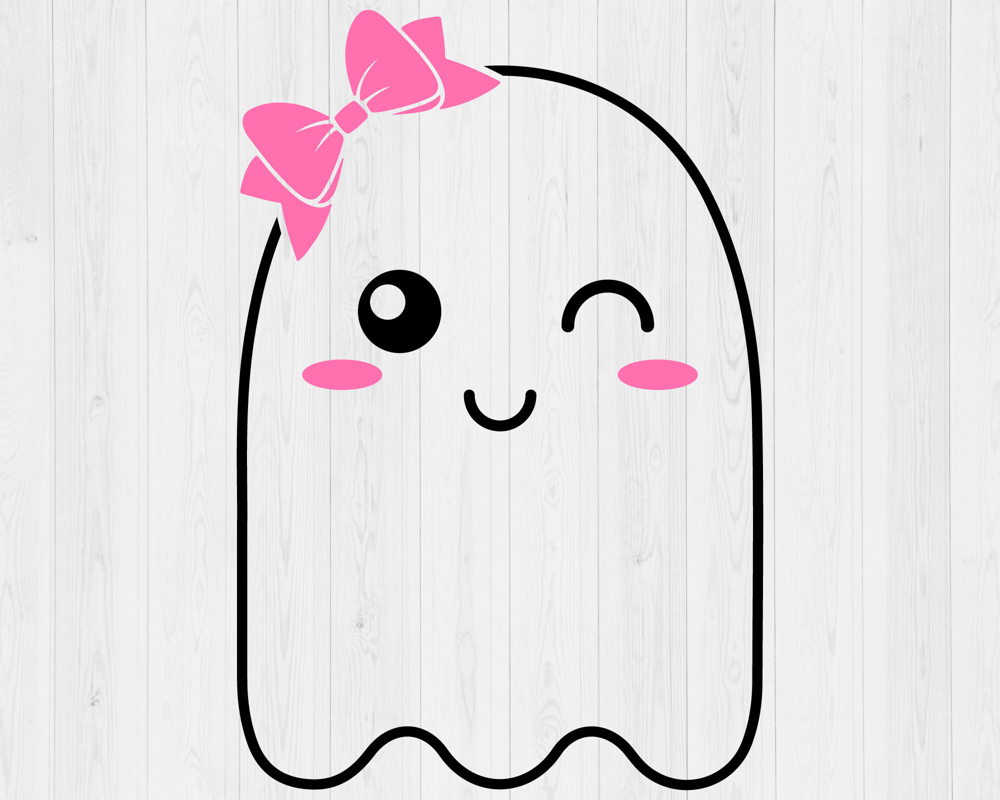 Cute Ghost Svg Printable Halloween Svg Ghost With Bow Svg - Etsy