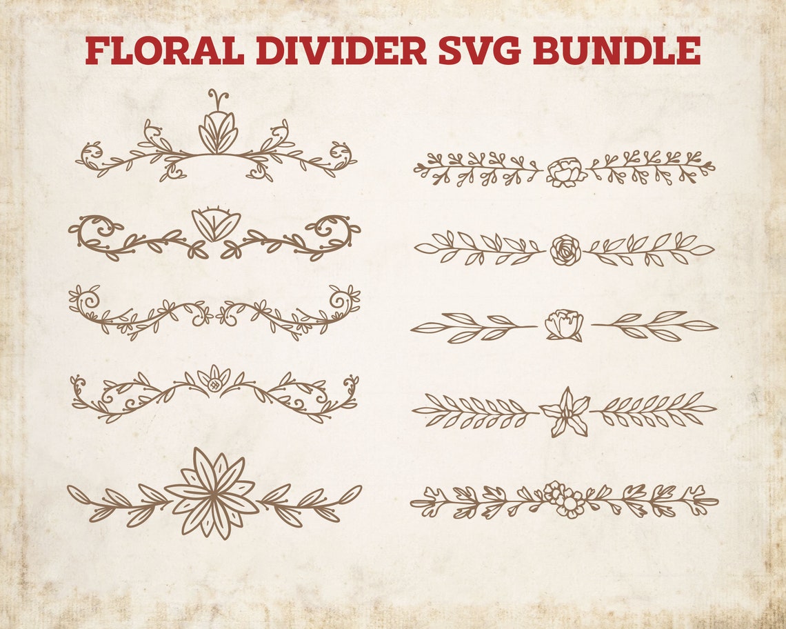 Floral Divider Svg Leaves Svg Leaf Decorative Greenery Leaf - Etsy