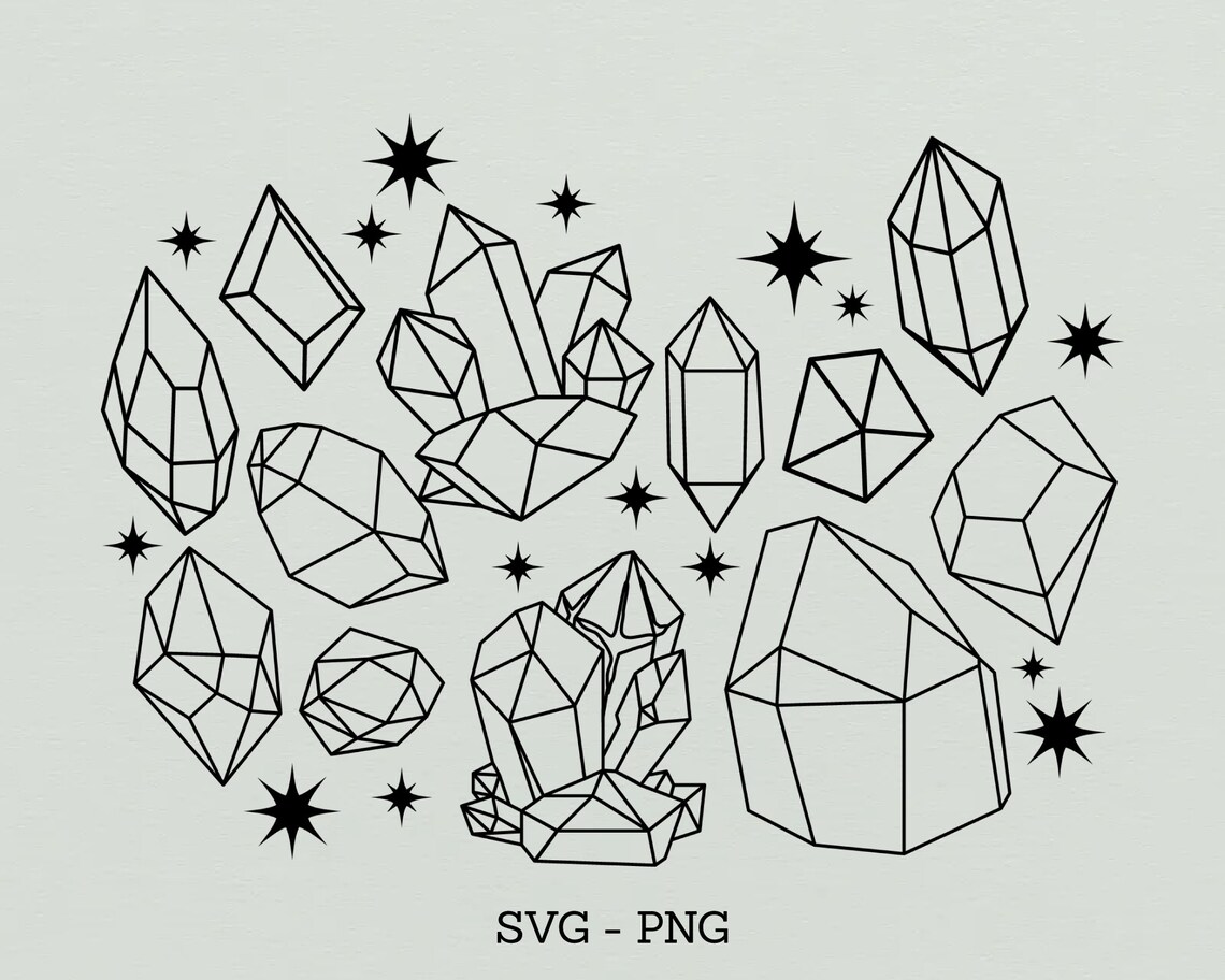 Crystal Svg, Mythical Crystal Png, Digital Download, Magic Crystals Svg ...
