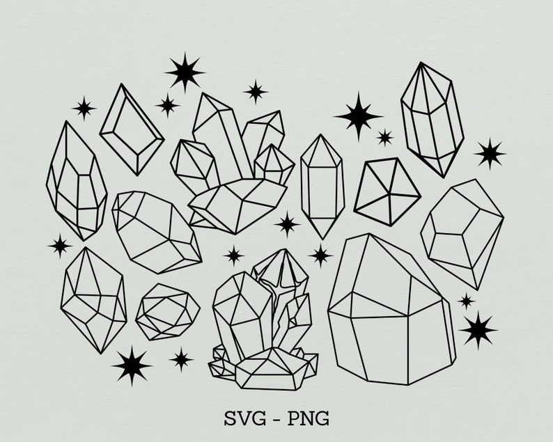 Crystal Svg, Mythical Crystal Png, Digital Download, Magic Crystals Svg ...