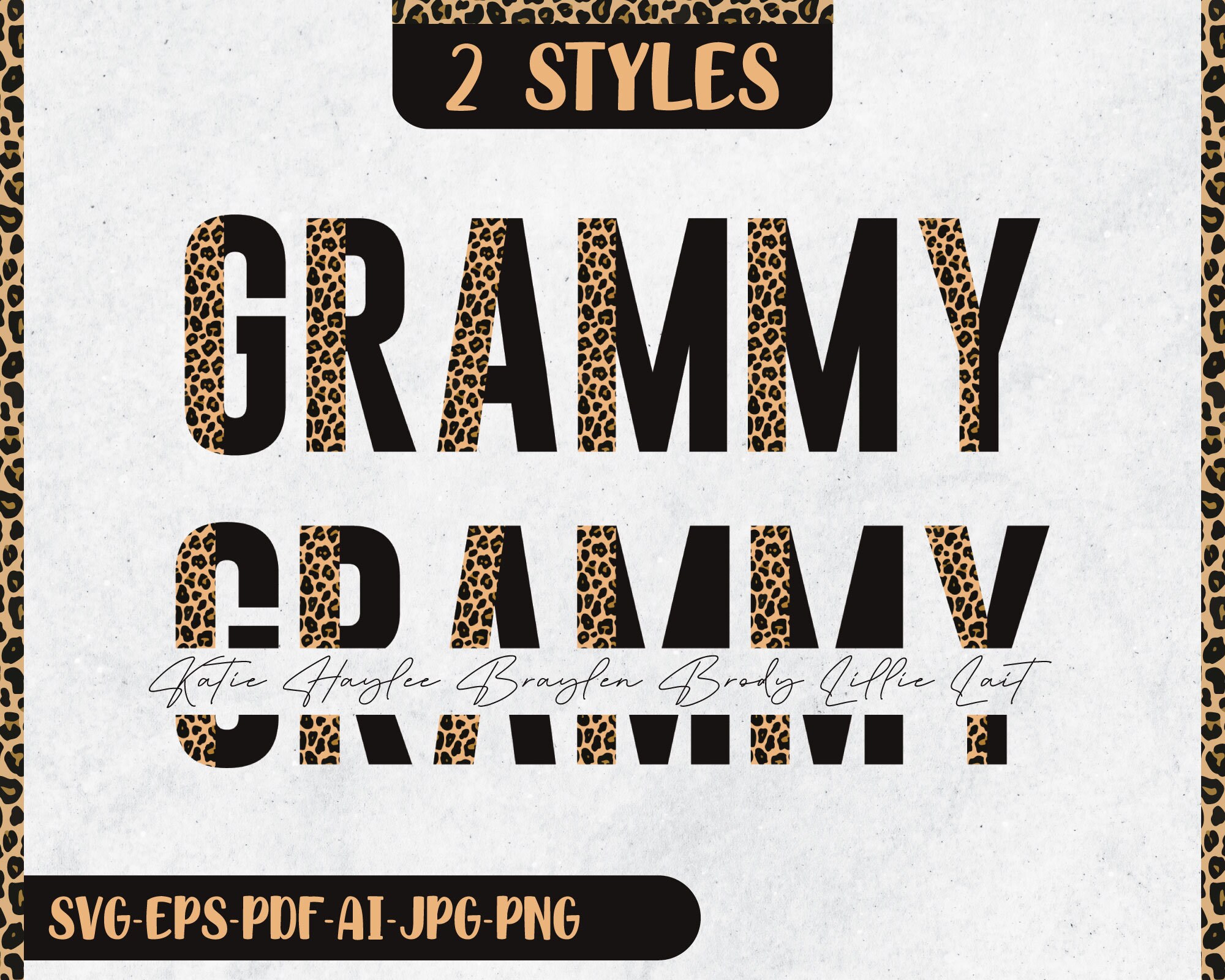 Customizable Grammy Svg Monogram Svg Grammy Leopard Svg - Etsy