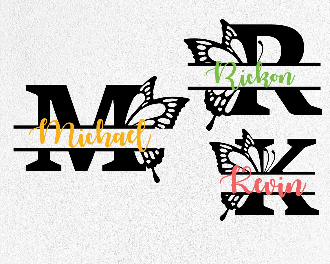 Butterfly Split Monogram Alphabet Svg a to Z Alphabet Svg | Etsy