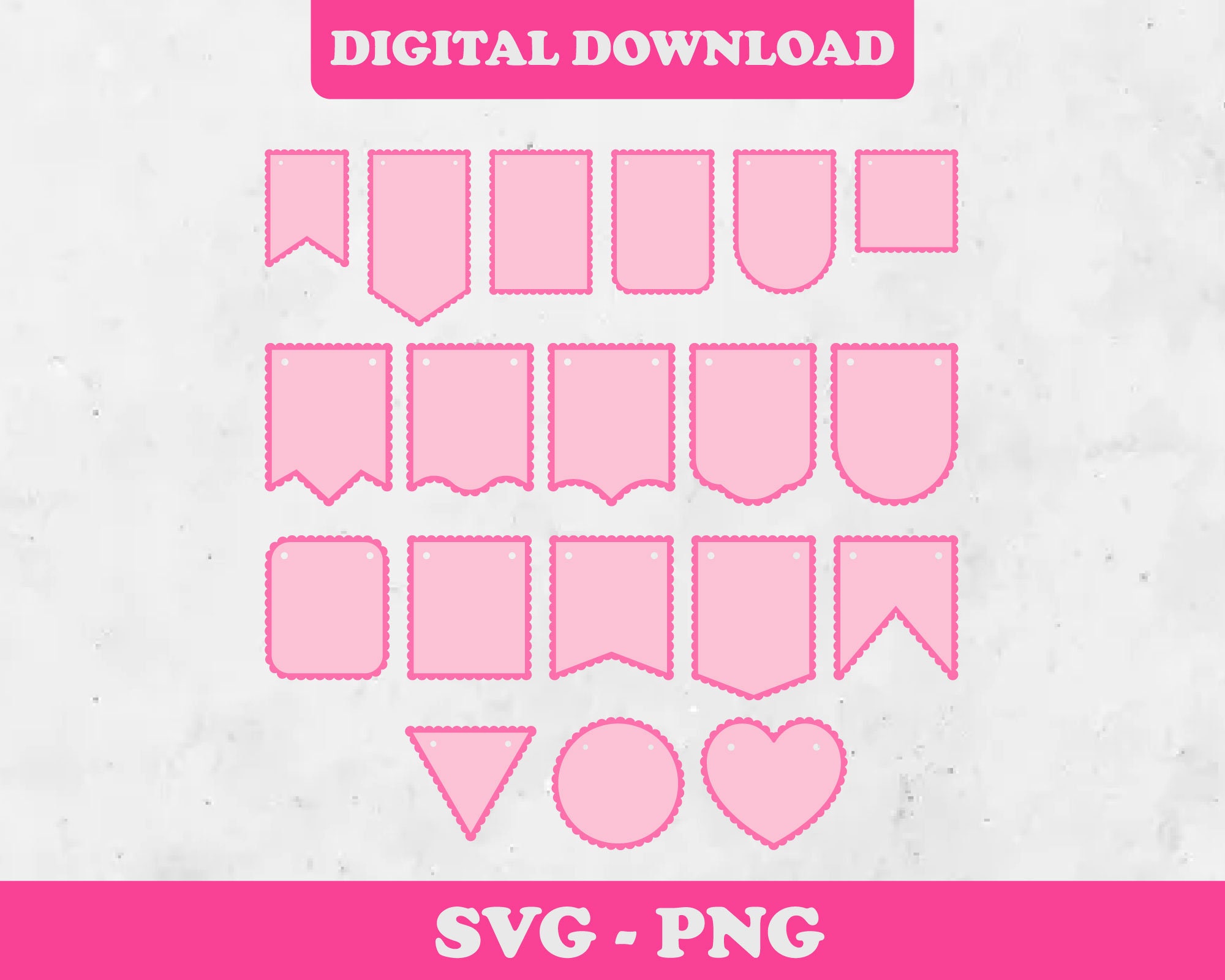 Scallop Banner Svg, 2 Layers, Bunting Svg, Bunting Flag Svg, Pennant ...