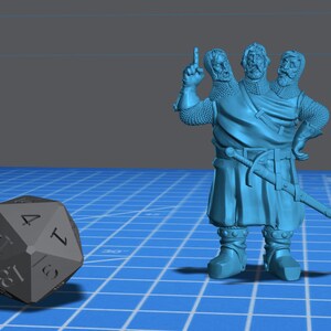 3 Headed Giant 32mm/28mm RPG Miniature for Wargaming, DND, Pathfinder ...