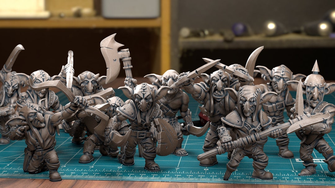 Goblin Raid Party Bundle (12 Minis!) - 32mm/28mm RPG Miniature for ...