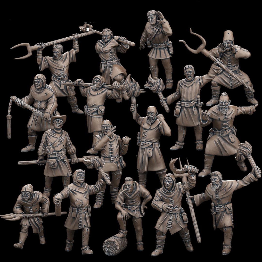 Villager Mobs (individual or 8/16 Mini Bundles) - 32mm Rpg,miniatures ...