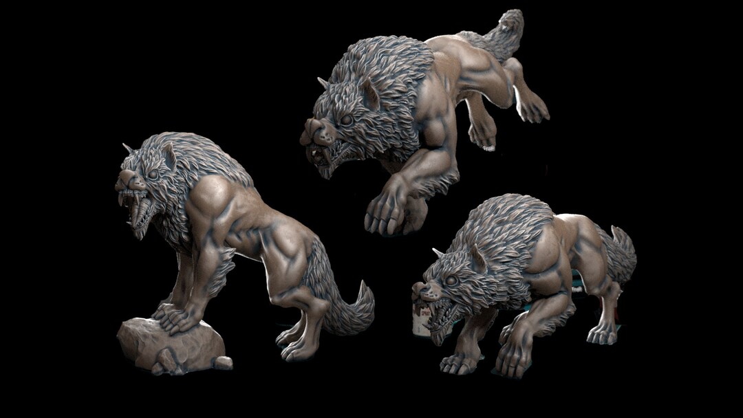 Wolves Wolf/dire Wolf Pack 3 Mini Bundle 32mm RPG Miniature for Curse ...
