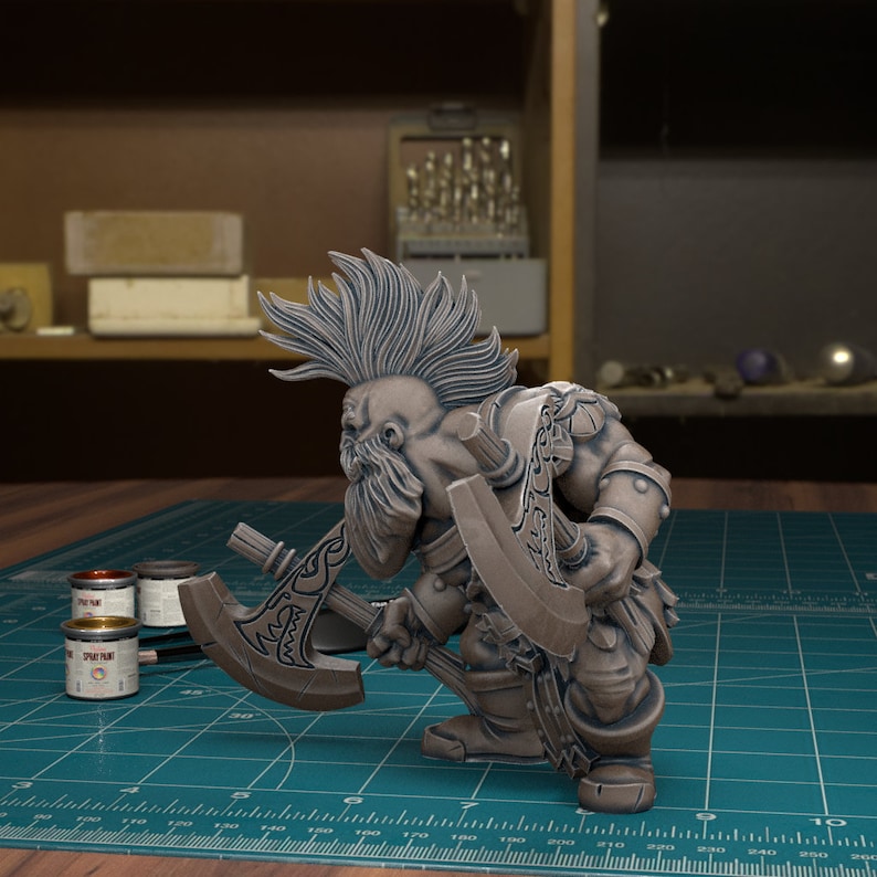 Dwarf With Axes and Mohawk 32mm/28mm RPG Miniature for - Etsy