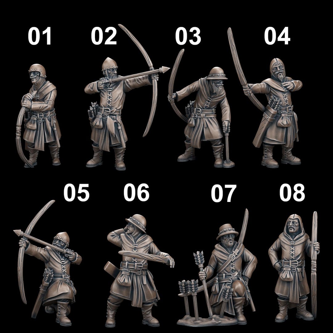 Human Archers (individual or Bundle) - 32mm/28mm RPG Miniature for ...