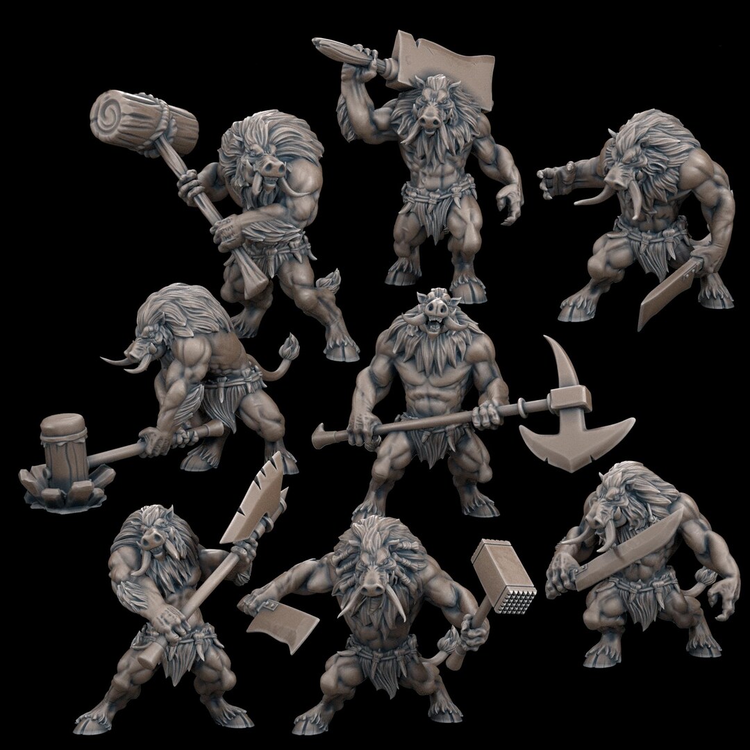 Wereboars (individual or Bundle) - 32mm/28mm RPG Miniature for Curse of ...