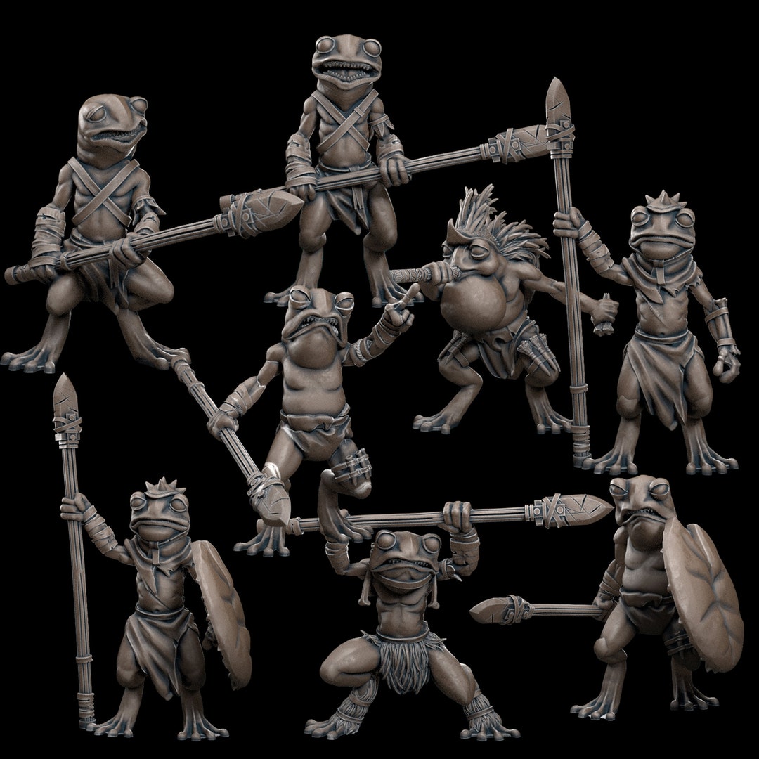 Grung/bullywug/frogfolk Army Bundle (8 Minis!) - 32mm/28mm RPG ...