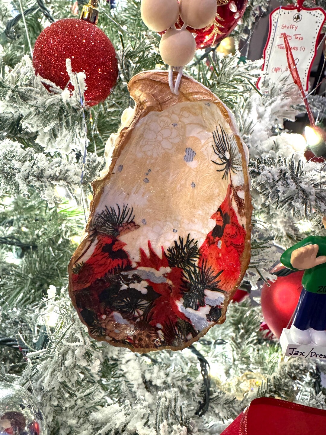 Cardinal on Oyster Shell - Etsy