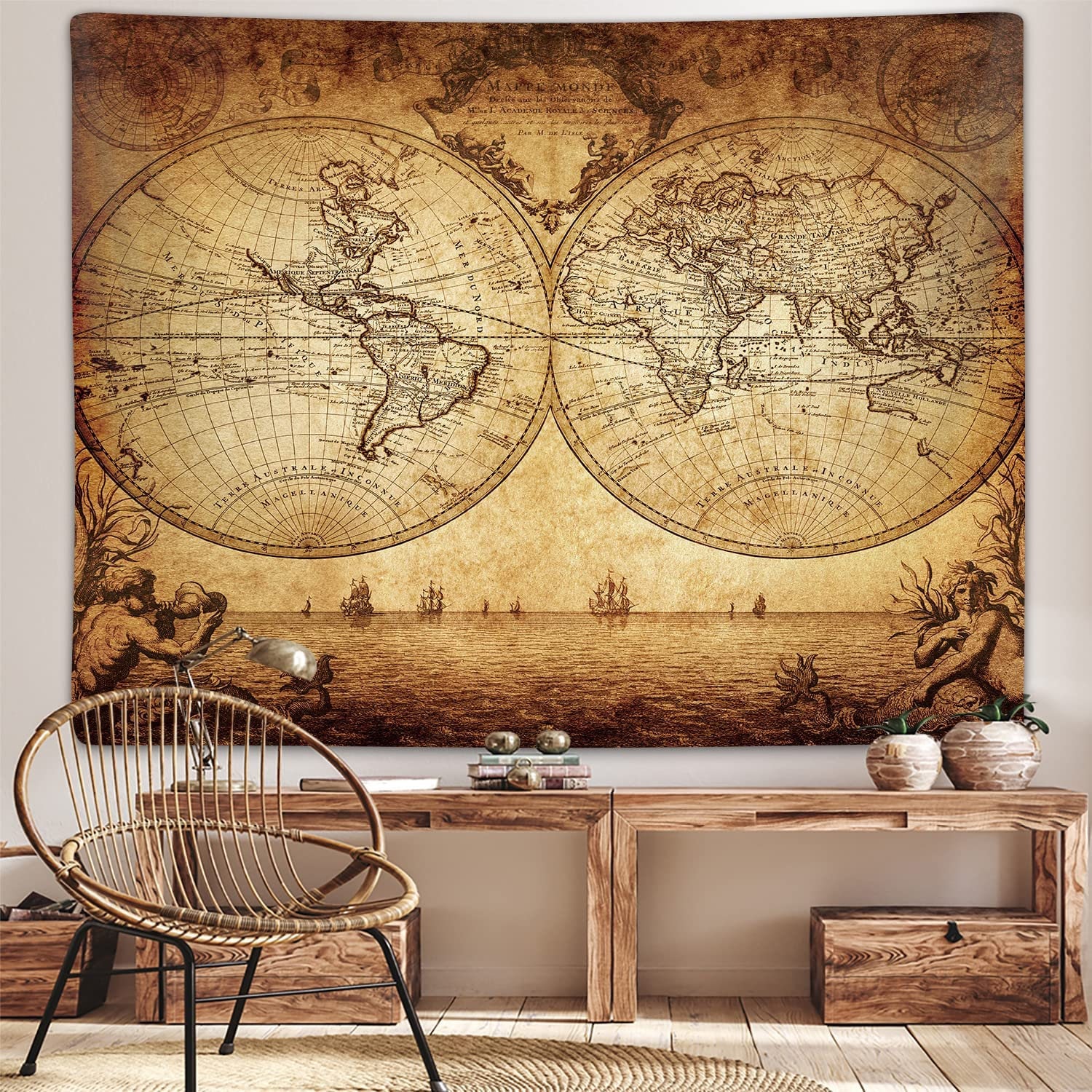 Old World Map Tapestry Wall Hanging Boho Tapestry Vintage - Etsy