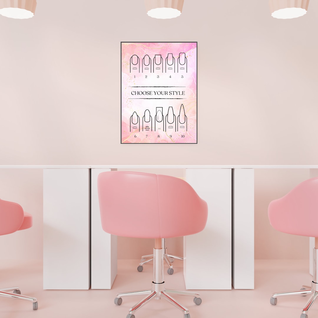 Nail Salon Wall Art, Nail Types, Nail Shapes, Wall Decor, Decoration ...