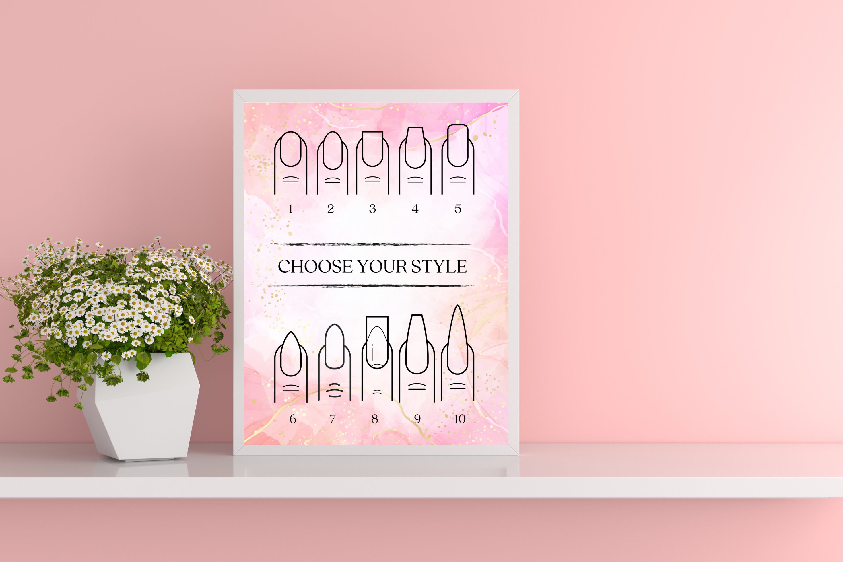 Nail Salon Wall Art, Nail Types, Nail Shapes, Wall Decor, Decoration ...