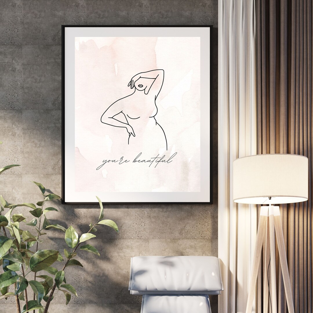 Oneline Wall Art Beautiful Woman, Body Positivity, Woman Body ...