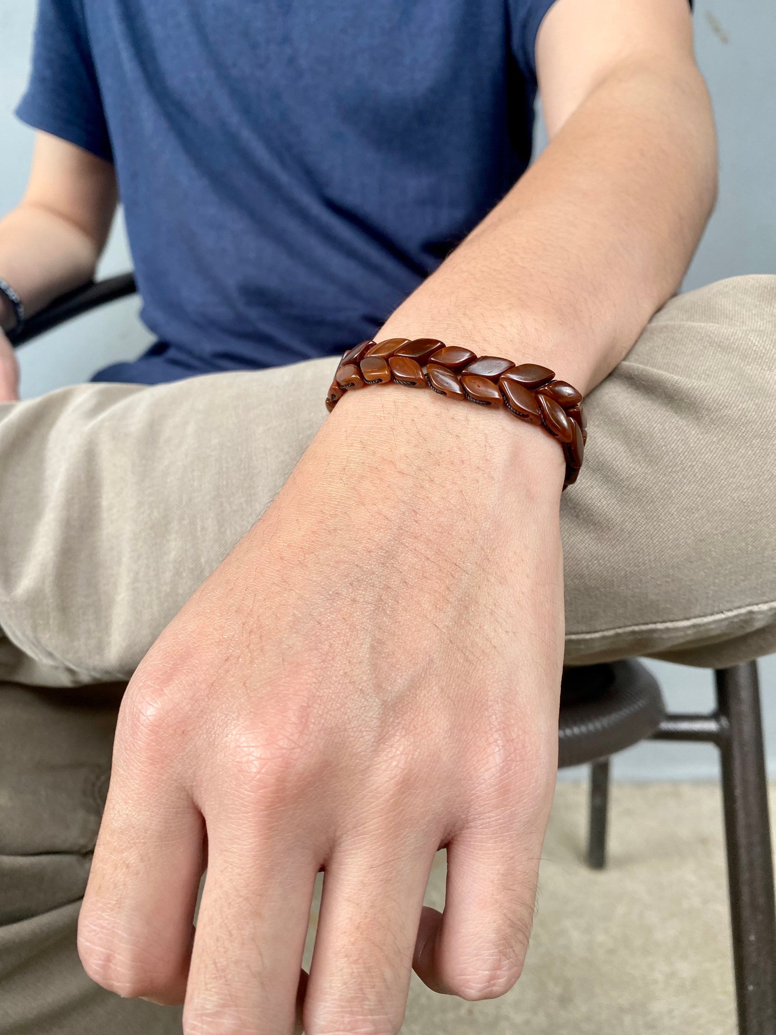 Handmade Kokka Wood Bracelet: Elegant Beaded Design - Etsy