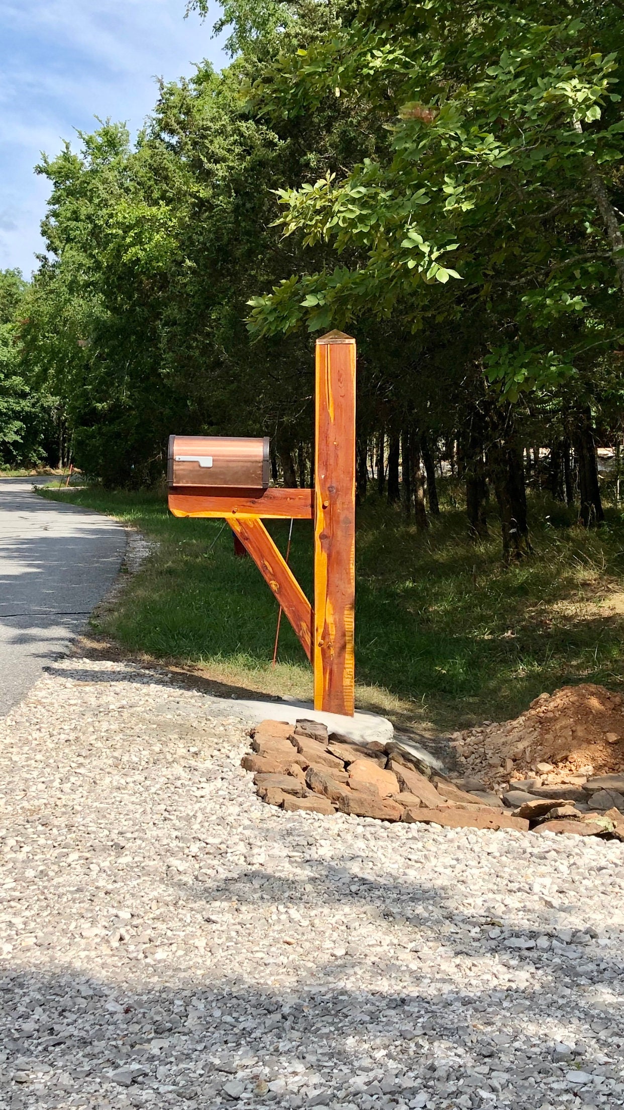 Cedar Mortise & Tenon Mailbox Post With Copper Mailbox. Matching Cedar ...