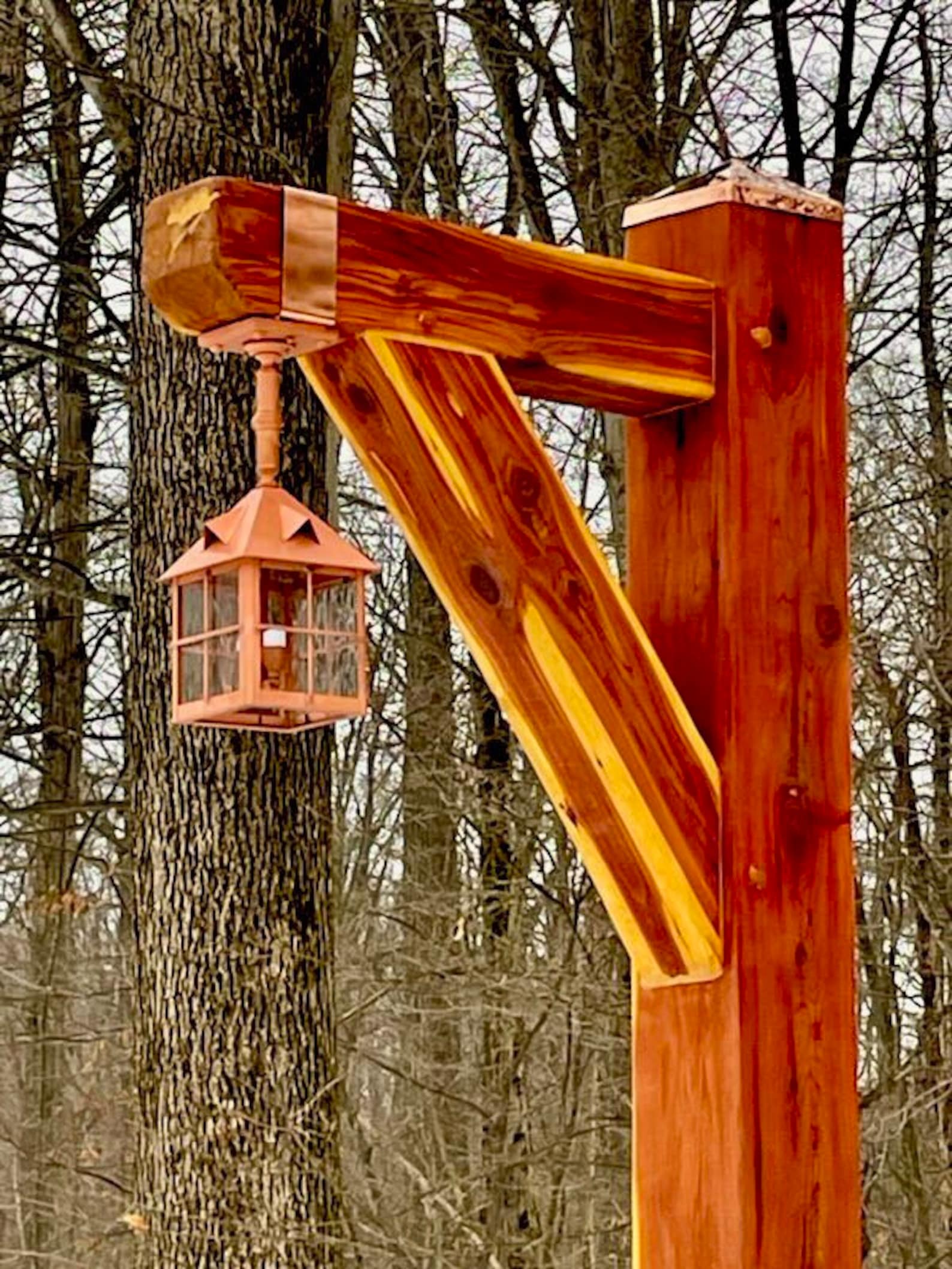 Cedar and Copper Lantern Post - Etsy