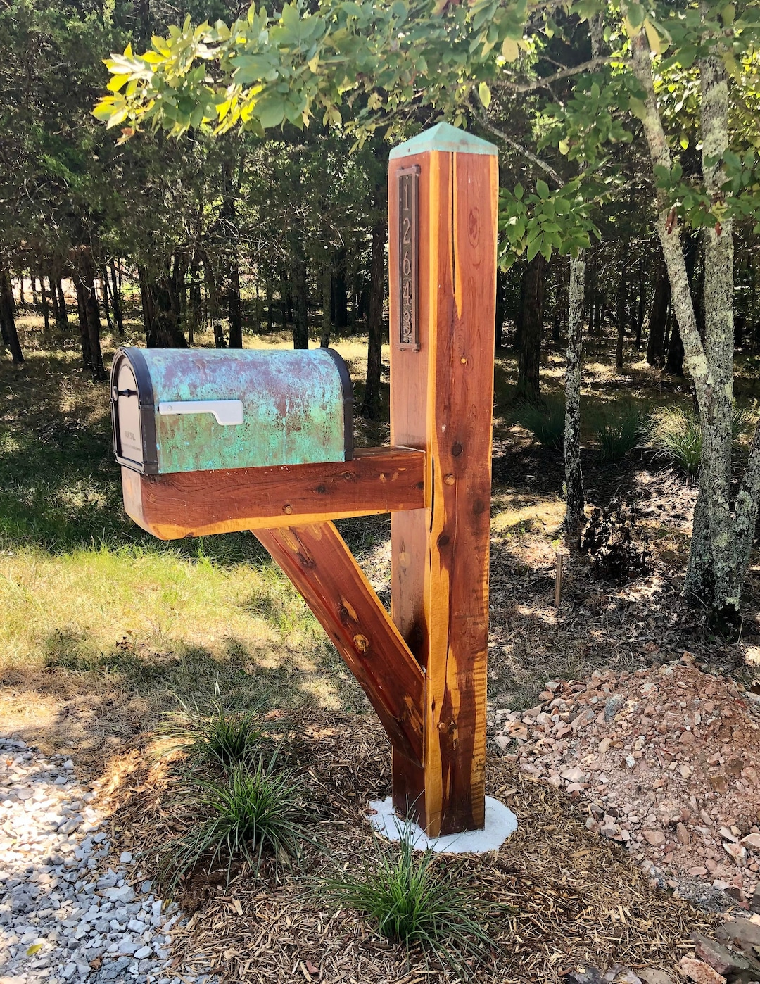 Cedar Mortise & Tenon Mailbox Post With Copper Mailbox. Matching Cedar ...