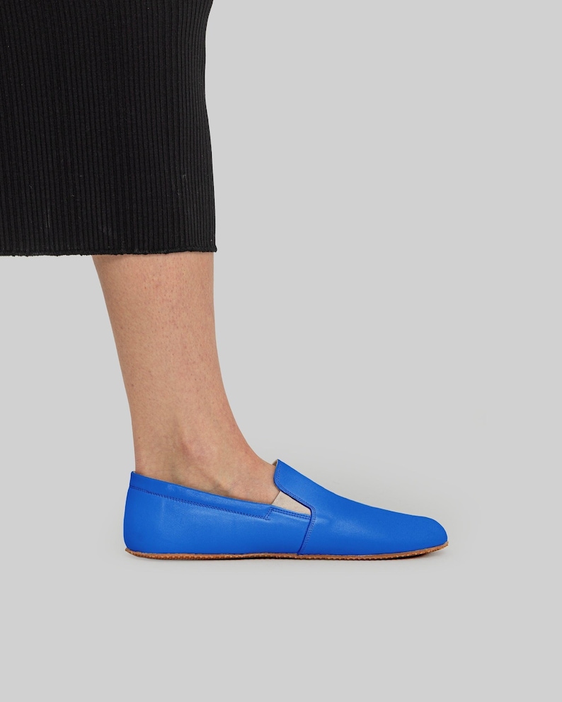 Zero Drop Barefoot Shoes: Wide Toe Box, Blue Leather - Flexible Sole ...