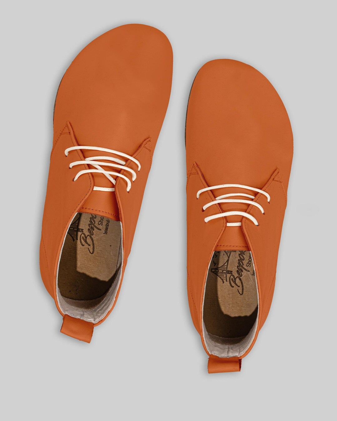 Orange Barefoot MEN Boot, Earth Shoes, Wider Laces Short Boots With ...