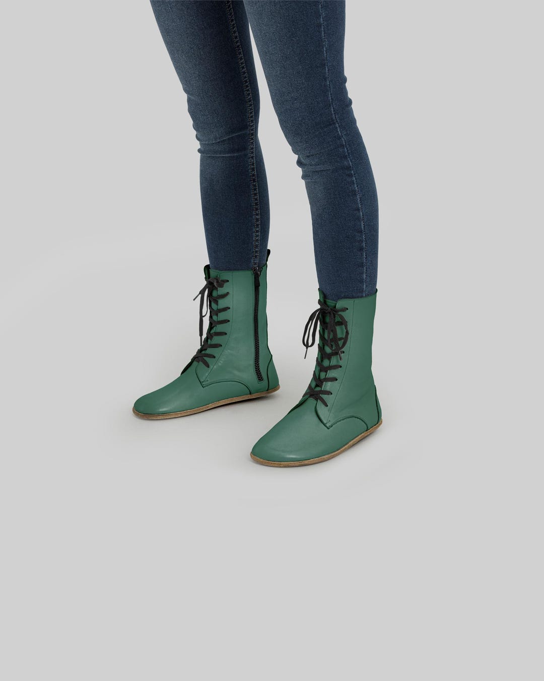 Long Boots Wider Fit Handmade Leather Boots, Green Turkish Barefoot ...