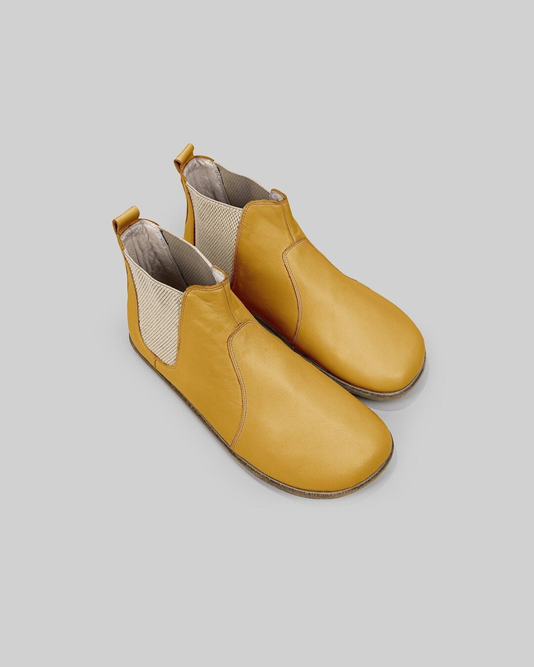 Buy Wide Toe Box Chelsea Boots: Handmade Mustard Yellow Leather, Zero ...