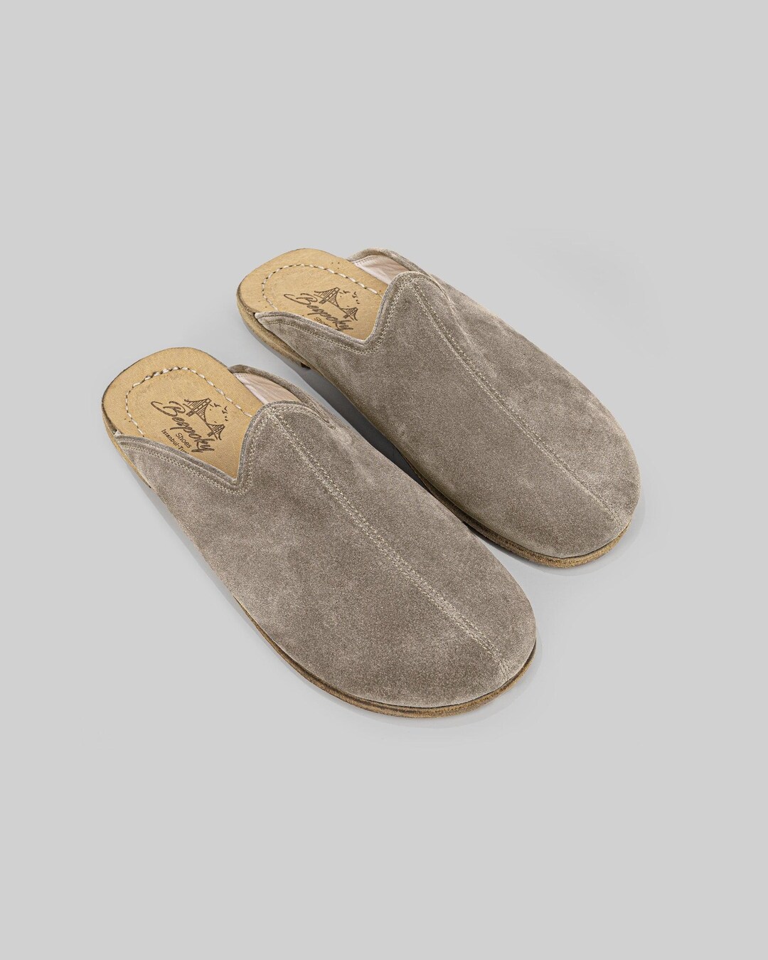 Men's Buffalo Leather Slippers Wide Toe Box, Flexible Sole (handmade ...