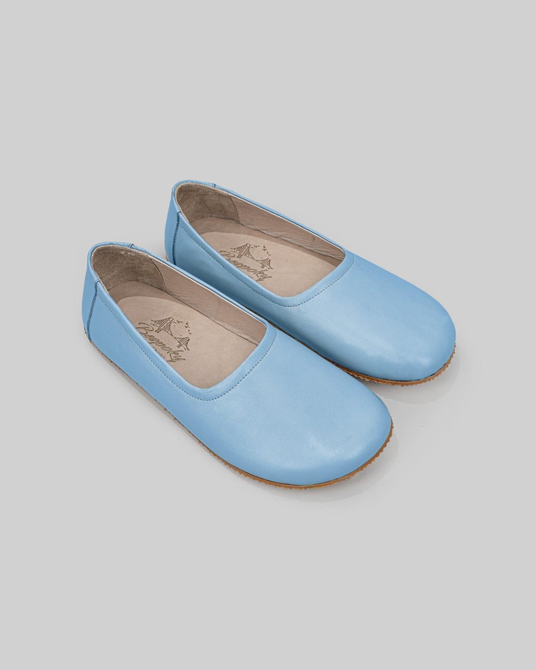 Zero Drop Ballet Flats: Baby Blue Wide Toe Box - Handmade Leather ...