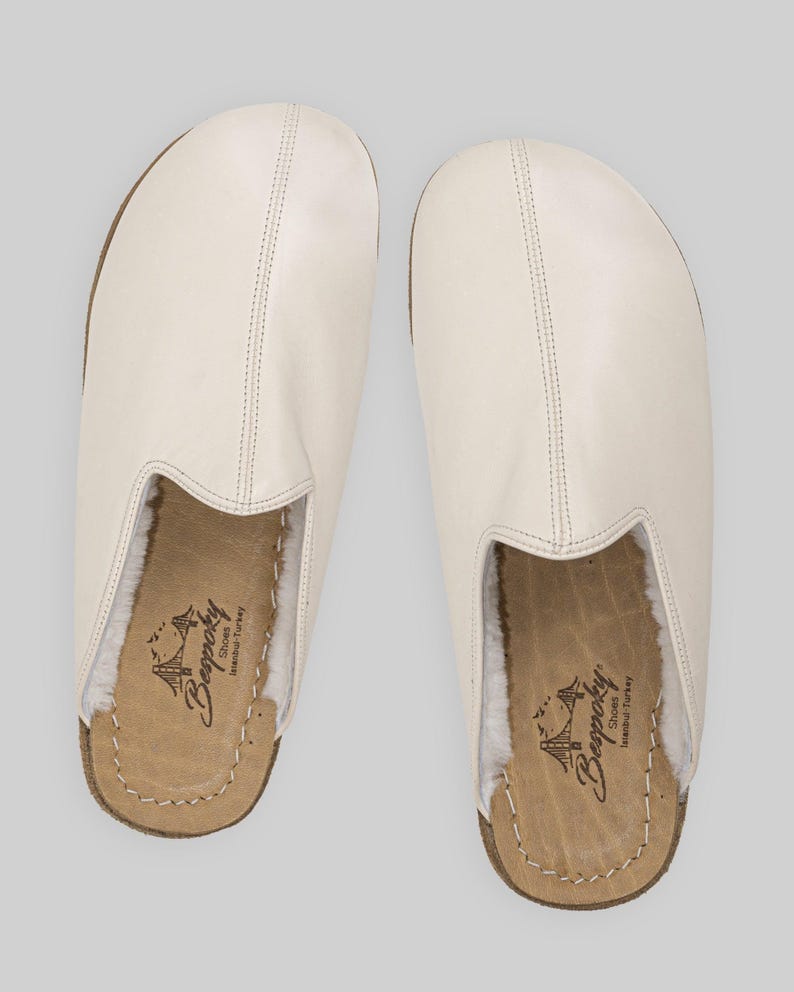 Wide Toe Box Leather Slippers: Handcrafted Buffalo Leather, Natural ...