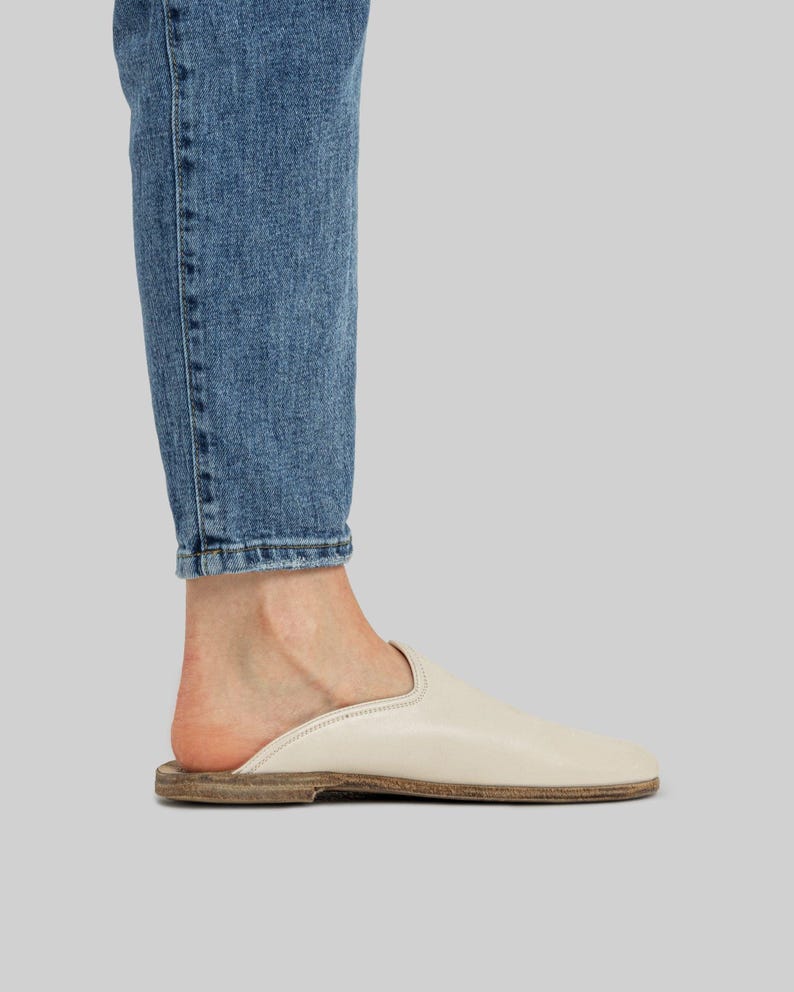 Wide Toe Box Leather Slippers: Handcrafted Buffalo Leather, Natural ...