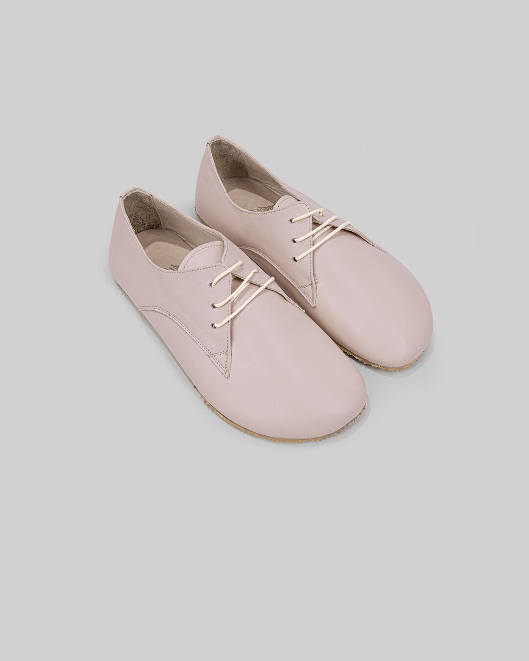 Handmade Leather Zero Drop Oxford Shoes - Light Pink Barefoot Footwear ...