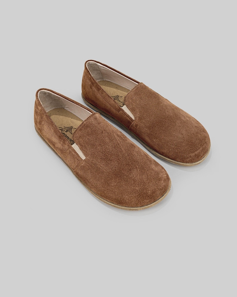 Zero Drop Sole Shoes - Wide Toe Box Buffalo Leather Slip-ons - Natural ...
