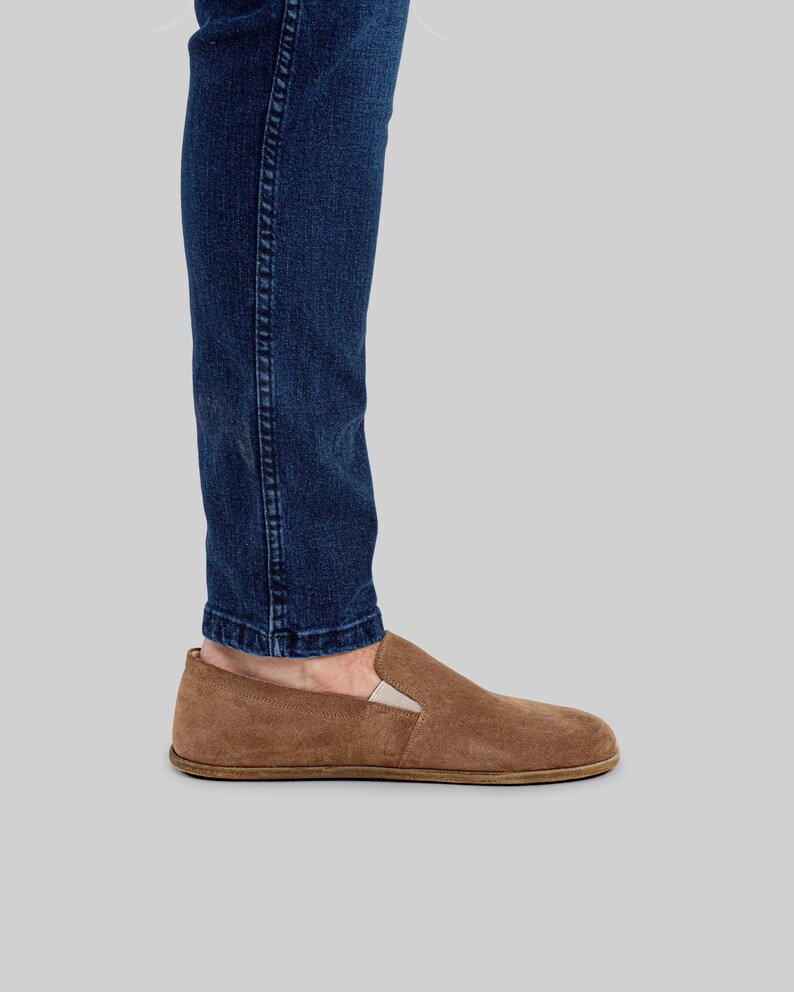 Zero Drop Sole Shoes - Wide Toe Box Buffalo Leather Slip-ons - Natural ...