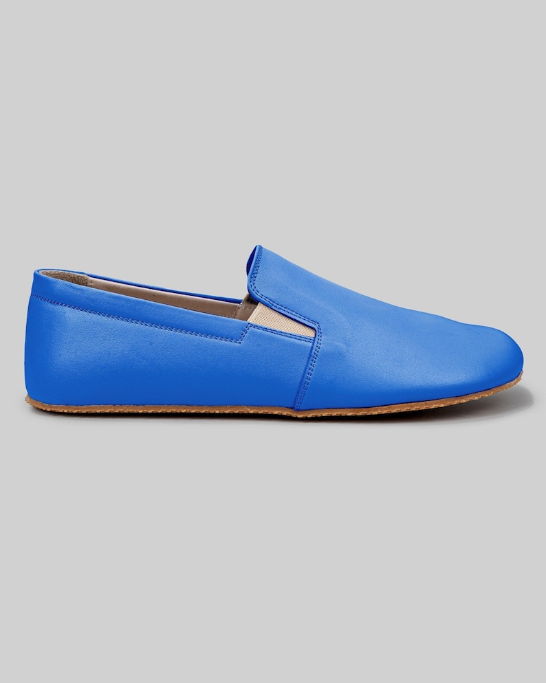 Zero Drop Barefoot Shoes: Wide Toe Box, Blue Leather - Flexible Sole ...